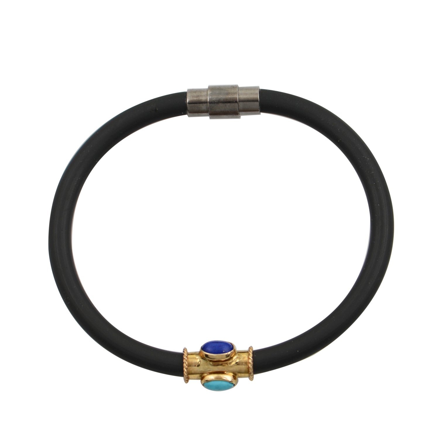 Rubber & Gold Crystals Bracelet (s. clasp) | Greek Jewelry