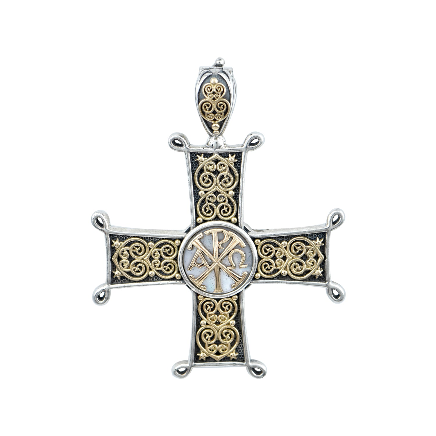 Large Christogram Cross | Handmade Greek Jewelry | Melikos