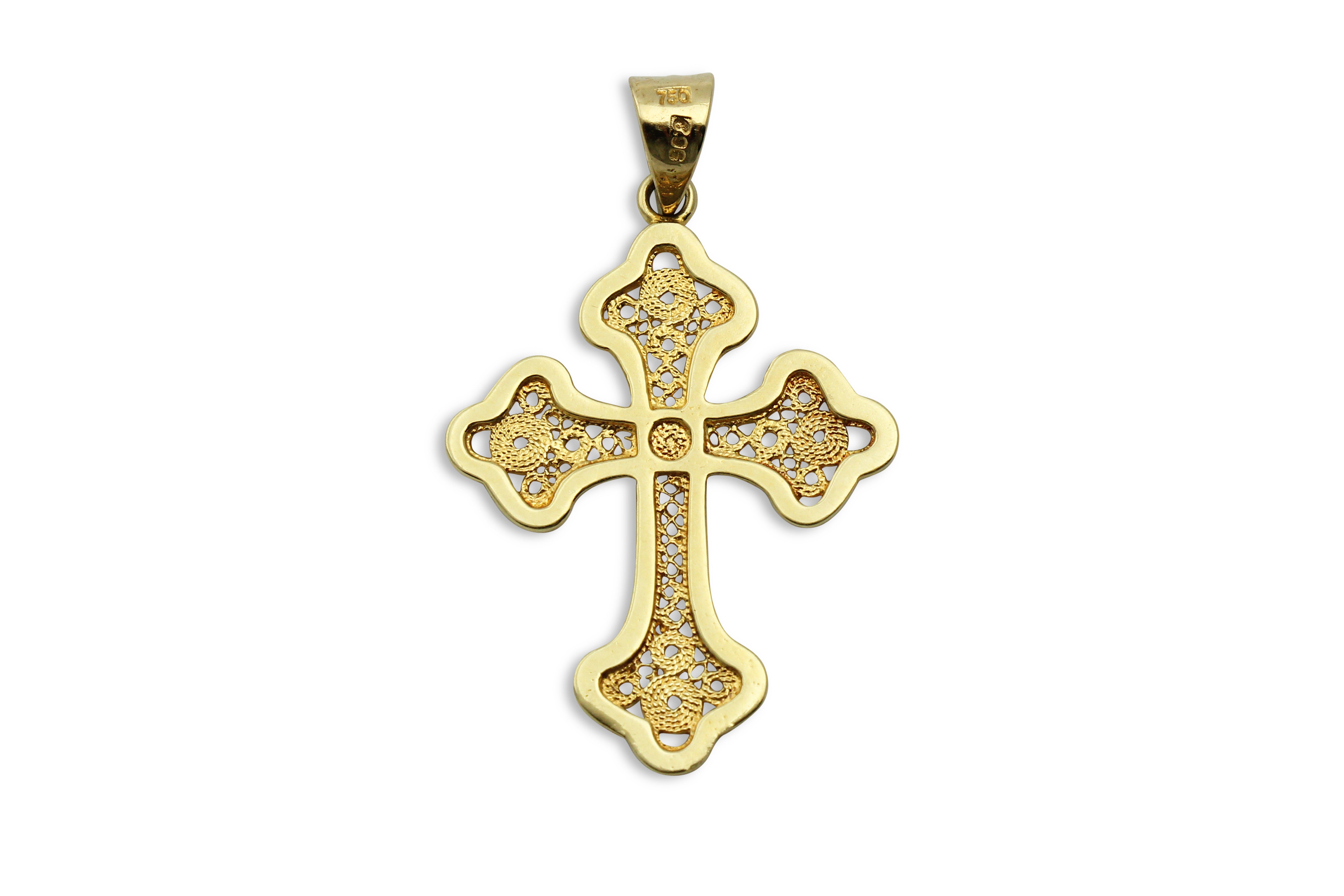 Young Heart Filigree Gold Cross | Handmade Greek Jewelry | Melikos