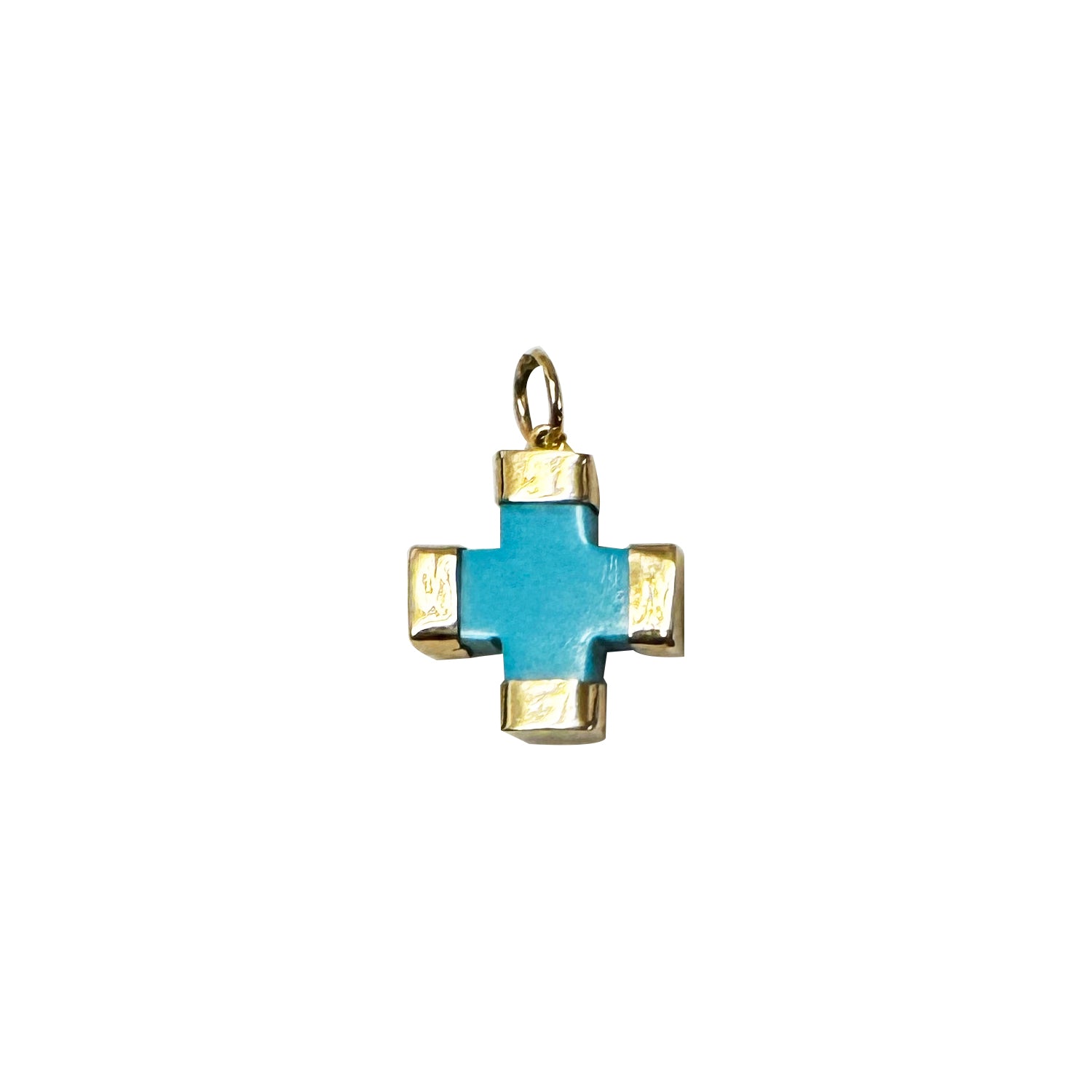 Plain Turquoise Gold Cross | Handmade Greek Jewelry | Melikos