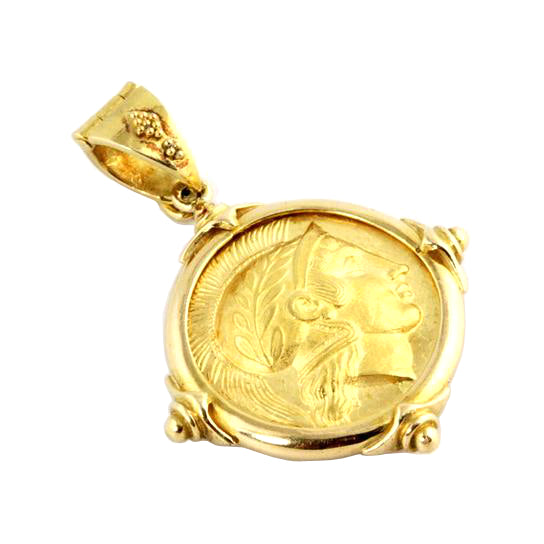 Athena 18K Gold Medallion | Handmade Greek Jewelry | Melikos