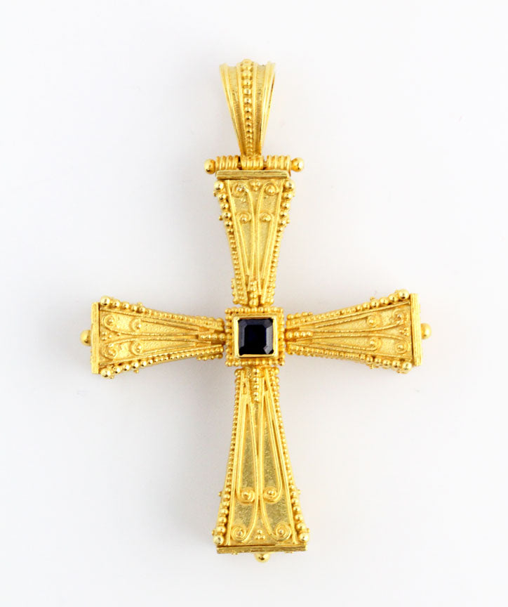 Cathedral Byzantine Gold Cross | Handmade Greek Jewelry | Melikos